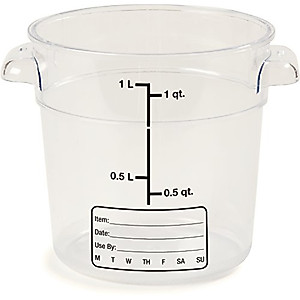 Carlisle FoodService Products 1076107 StorPlus Polycarbonate Round Container, 1 Quart Capacity, Clear (Case of 12)