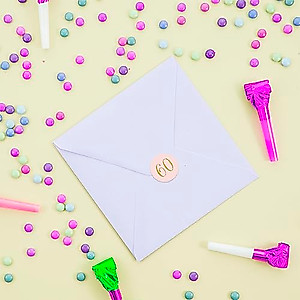 Andaz Press Gold Glitter Print Chocolate Drop Labels Stickers, Cheers 60, Happy 60th Birthday, Anniversary, Reunion, Blush Pink, 216-Pack, Not Real Glitter, for Kisses Party Favors