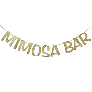 Mimosa Bar Sign Banner Gold Glitter Decorations for Bridal Shower Champagne Brunch Baby Shower Wedding Engagement Birthday Party Graduation Fiesta