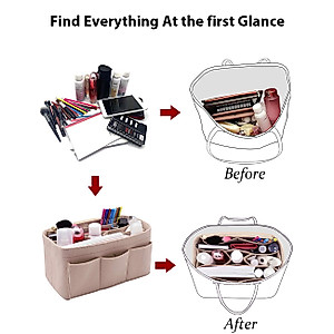 LEXSION Felt Handbag Organizer,Insert purse organizer Structure Shaper fits Speedy 8001 Beige M