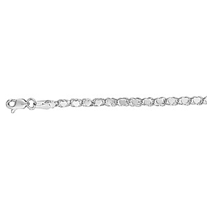 The Diamond Deal 14k Solid Yellow or White Gold 2.9mm Shiny Heart Chain Necklace or Bracelet Bangle or Anklet for Pendants and Charms with Lobster-Claw Clasp (7" And white-gold)
