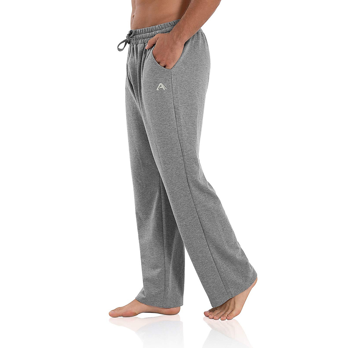 Agnes Urban Men's Joggers Sweatpants Open Bottom Straight Leg Casual Loose Fit Running Athletic Jersey Pants with Pockets Grey