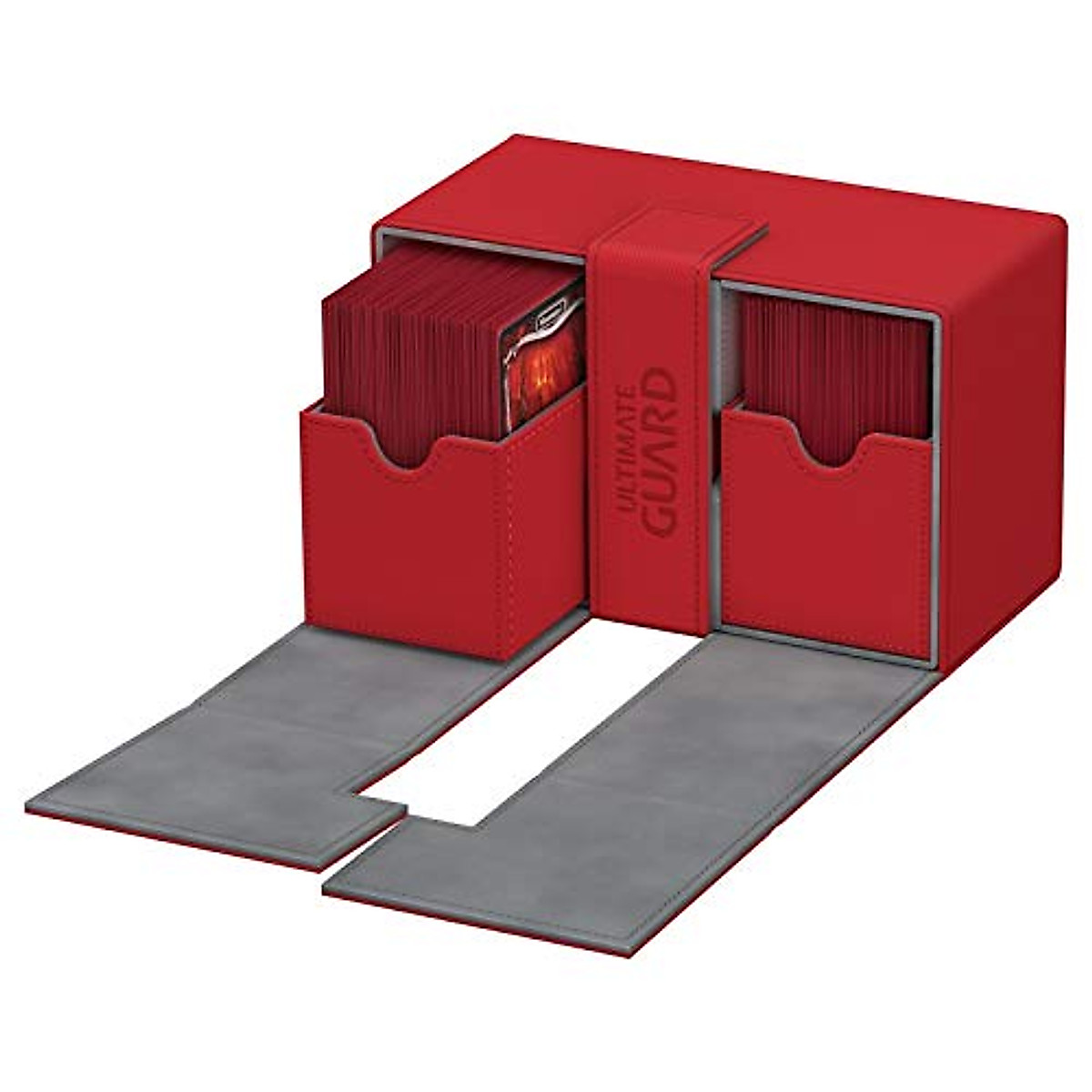 Red Ultimate Guard XenoSkin 200+ Twin Flip n Tray Deck & Dice Case Protector
