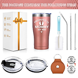 GINGPROUS Mothers Day Gifts for Mom, 20oz Promoted to Mommy Est 2025 Stainless Steel Travel Tumbler, Mothers Day Gifts for New Mom to Be First Time Mama Mommy Pregnancy Baby Shower, Rose Gold