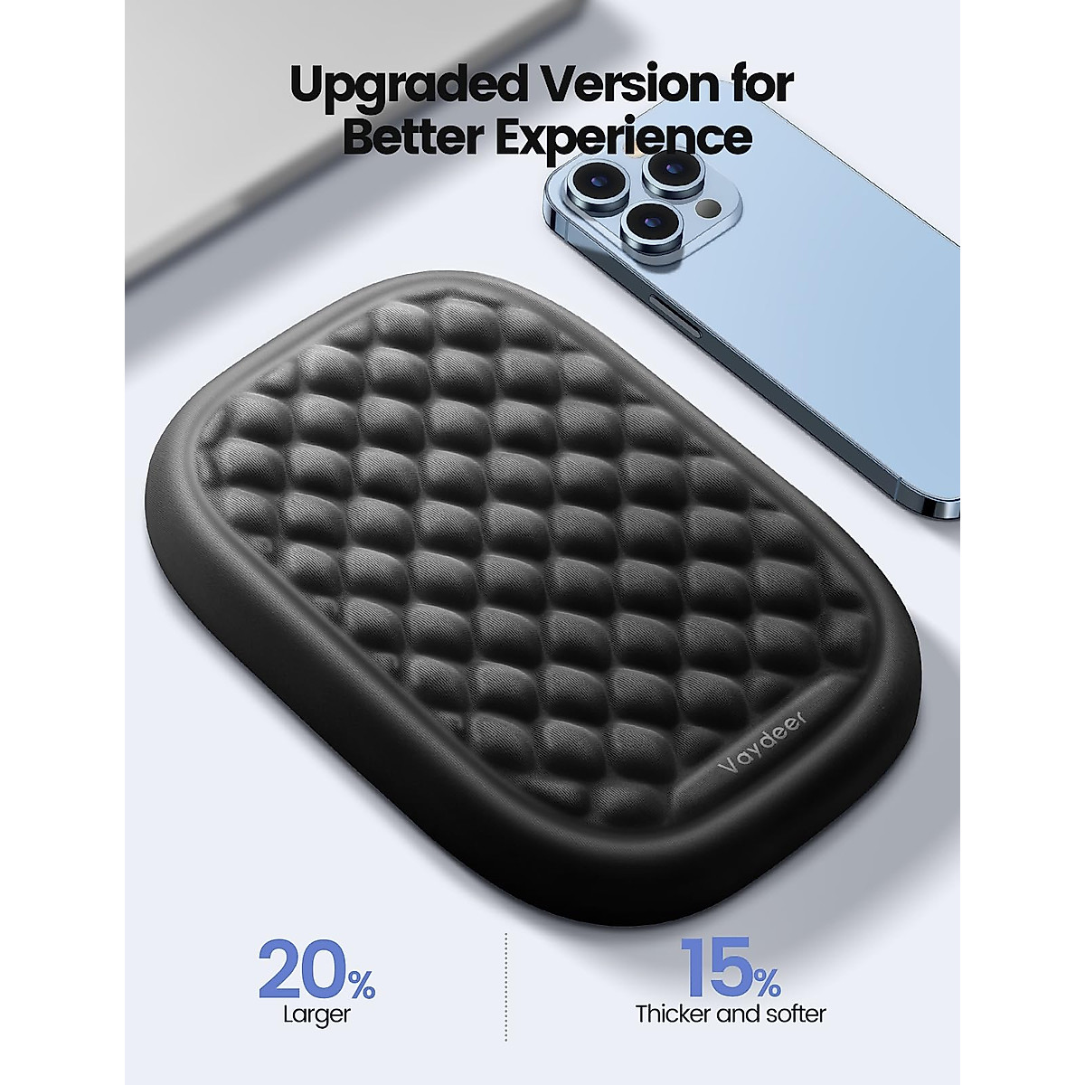 VAYDEER Ergonomic Wrist Rest Pad Armrest Pad Elbow Rest Pad, Prevent Hands Becoming 'Mouse Hand' Relieve Elbow Pain Computer Armrest Arm Wrist Rest Support Mouse Pad for Desk(6.3X4.3X0.76inches Black)