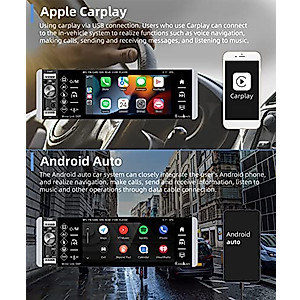 Single Din Car Stereo Support Apple Carplay Android Auto, Podofo 5.1'' IPS Touchscreen Car Radio Video Music Player Bluetooth Audio AUX/USB/FM Voice Assistant Steering Wheel Control Backup Camera