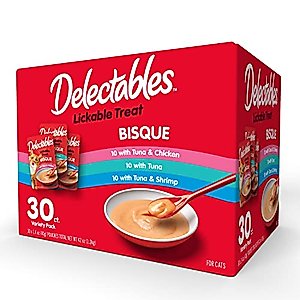 Hartz Delectables Bisque Variety Pack Lickable Cat Treat, 30 Count (Pack of 1)