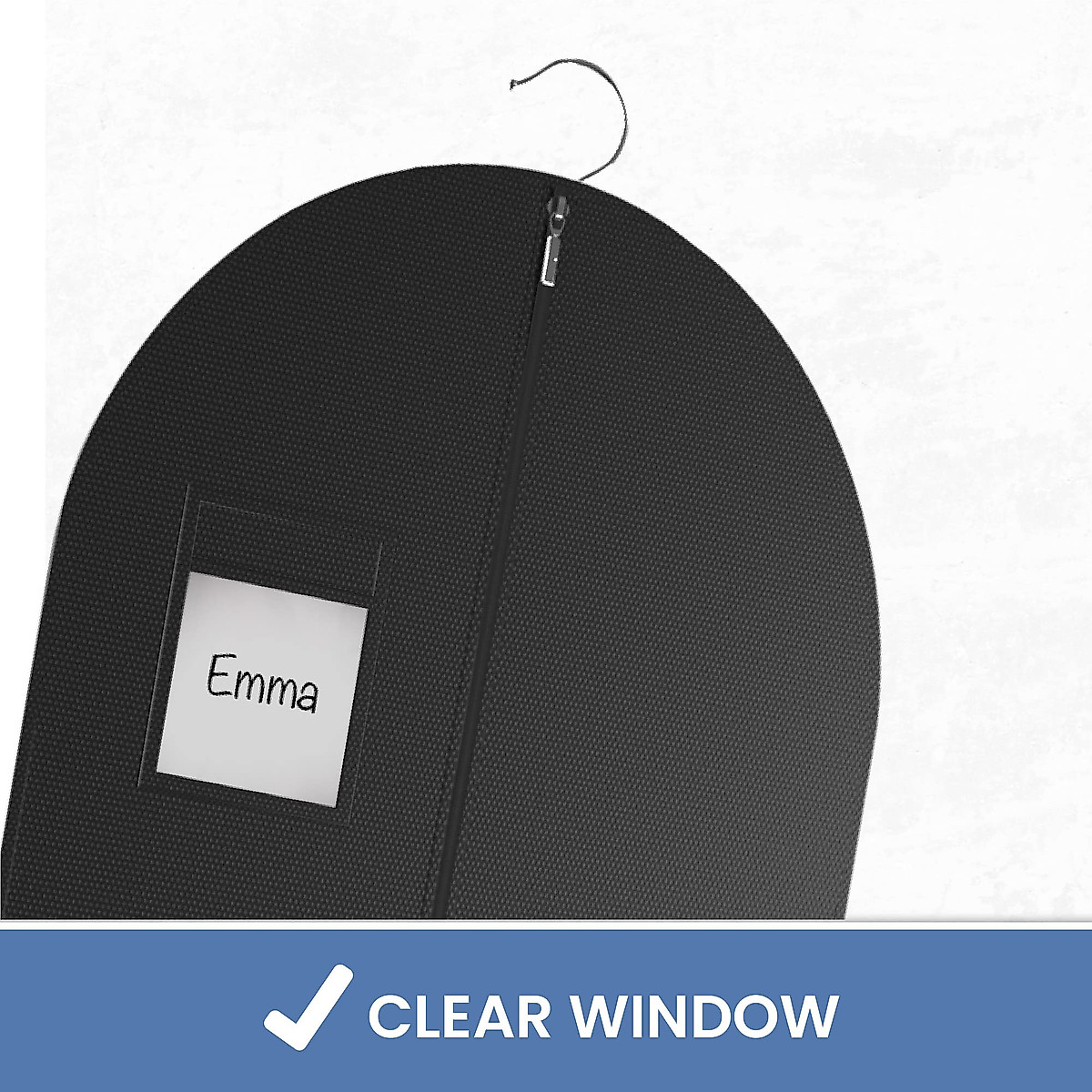 Black Garment Bag for Travel and Storage with Zipper for Suits Tuxedos Dresses and Coats 24 inch x 40 inch