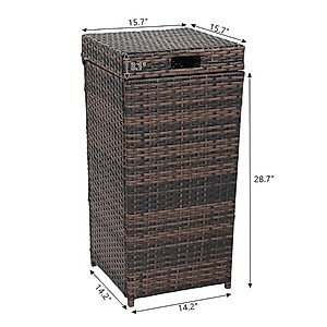 KECKS Brown Gradient with Top Cover Iron Frame Rattan Trash Can