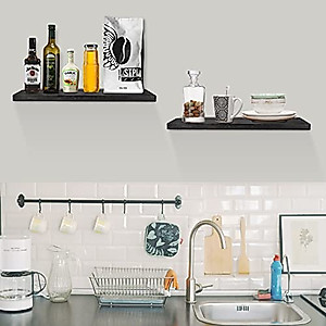 LYYYXGYP Floating Shelves for Wall Rustic Wood Wall Shelves for Bedroom, Bathroom, Living Room, Kitchen, Laundry Room Set of 2