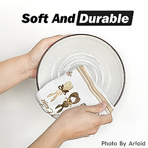 Artoid Mode Carrots Rabbit Bunny Happy Easter Kitchen Towels Dish Towels, 18x26 Inch Seasonal Spring Summer Holiday Decoration Hand Towels Set of 2