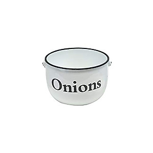 Treasure Gurus 3pc Set Rustic White Enamel Potato Onion Produce Storage Basket Metal Vegetable Bin Farmhouse Decor