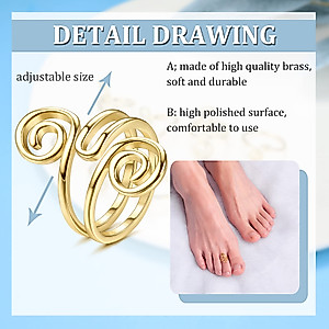 FIBO STEEL 9 Pcs Adjustable Toe Rings for Women Open African Toe Rings Summer Beach Foot Jewelry Gold-Tone