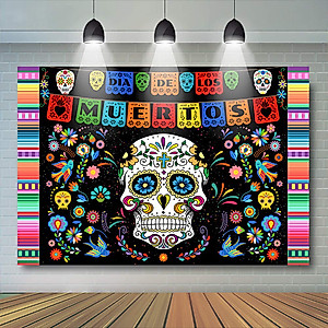 Avezano Day of The Dead Backdrop Mexican Dia de Los Muertos Fiesta Background Sugar Skull Halloween Party Decoration Supplies (7x5ft)