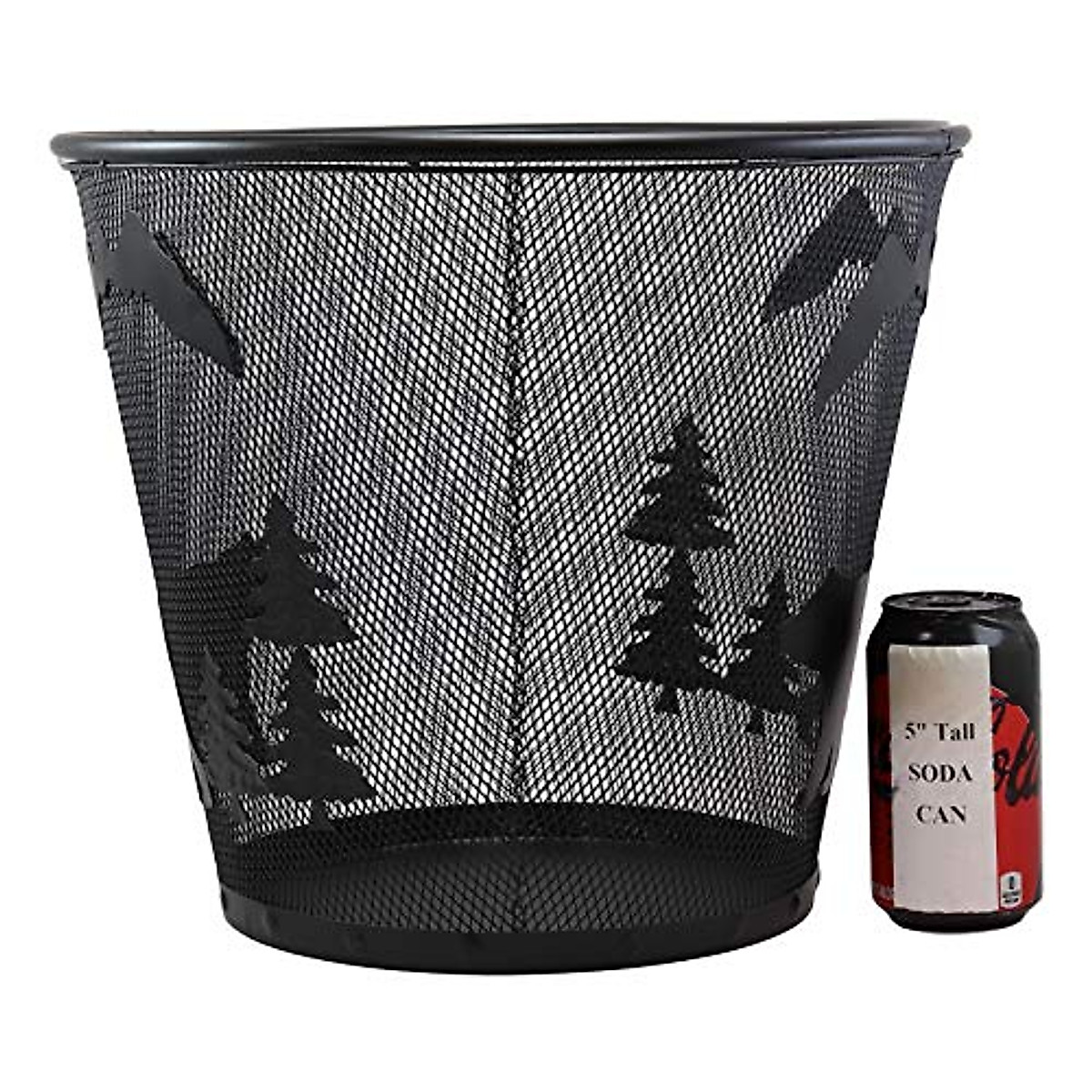 Ebros Wildlife Rustic Black Bears Roaming Pine Trees Forest by The Mountains Metal Wire Waste Basket Bin 14" Diameter Bear Home and Bathroom Accent Western Country Cabin Lodge Decorative Trash Can