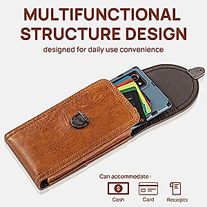 Hengwin Genuine Leather Vertical Cell Phone Holster Samsung Galaxy A72 A52 A12 A32 S21+ S22 Ultra Note 20 Ultra Moto One 5G LG Stylo 6 OnePlus Nord N10 Belt Case Pouch with Belt Clip Loop Holder Brown