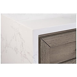 Kitchen Bath Collection Palisade 60-inch Single Bathroom Vanity (Engineered Marble/Gray Oak): Includes Gray Oak Cabinet with Engineered Marble Waterfall Countertop and White Ceramic Sink