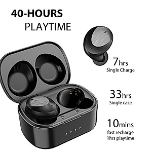 Geekee True Wireless Earbuds Bluetooth 5.0 Headphones, Clear Voice Call in-Ear Headset IPX7 Waterproof 40H Wireless Charging Case Sports Earphones (Black)