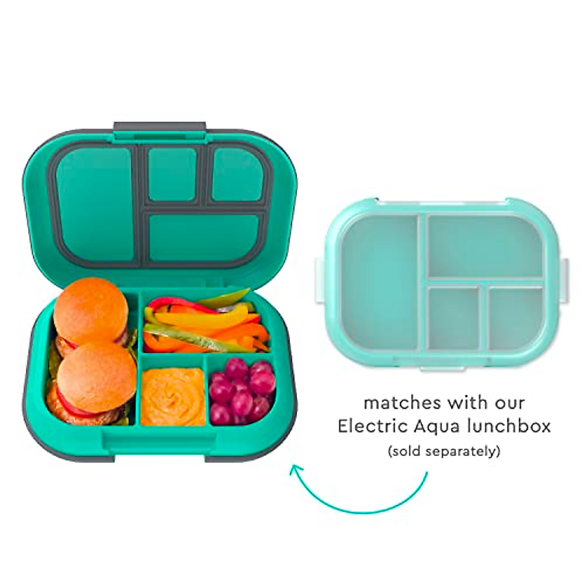 Bentgo® Kids Chill Tray with Transparent Cover - Reusable, BPA-Free, 4-Compartment Meal Prep Container with Built-In Portion Control for Healthy On-the-Go Lunches (Electric Aqua)