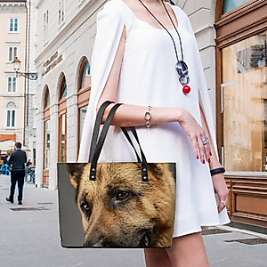 Womens Handbag German Shepherd Dog Leather Tote Bag Top Handle Satchel Bags For Lady