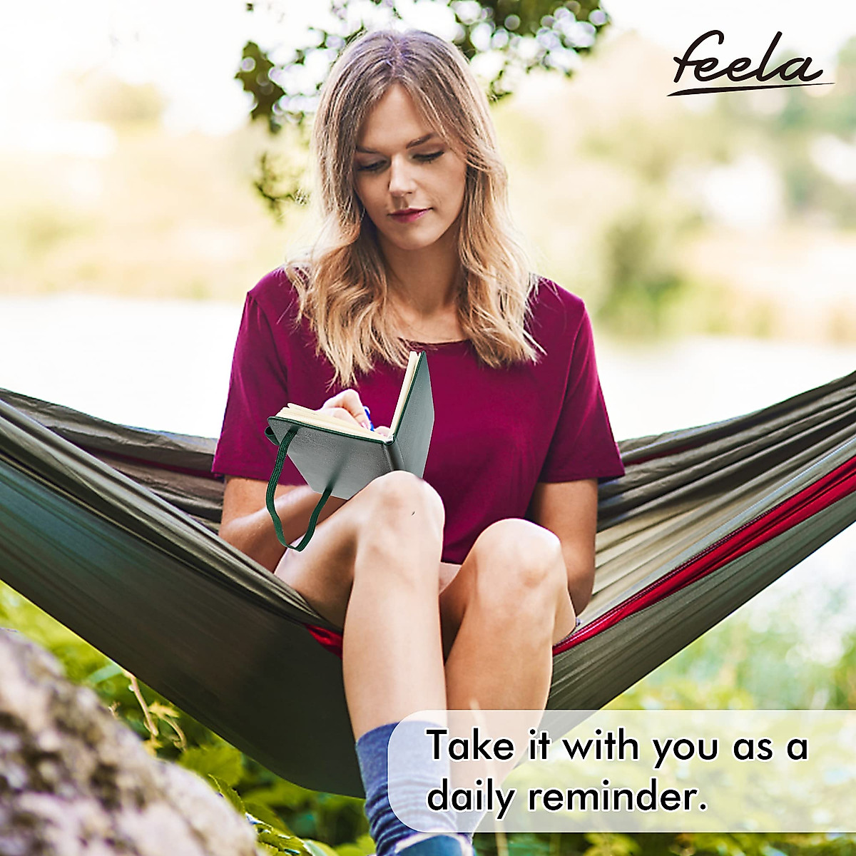 15 Pack Pocket Small Notebooks Bulk, Feela Mini Cute Notepads Hardcover College Ruled Lined Journals with Pen Holder for School Business Memos, with 15 Black Pens, 3.5”x 5.5”, A6, Dark Green