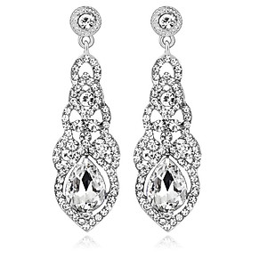 YINLI Austrian Crystal Rhinestone Bridal Wedding Dangle Earrings for Women Fashion Jewelry (Style 06)