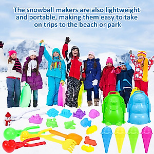 Shappy 32 Pcs Winter Snow Toys for Outdoor Snowball Maker Tool Kit with Handle for Snow Ball Shapes Maker Fights Duck for Adults Snow Sand Toys