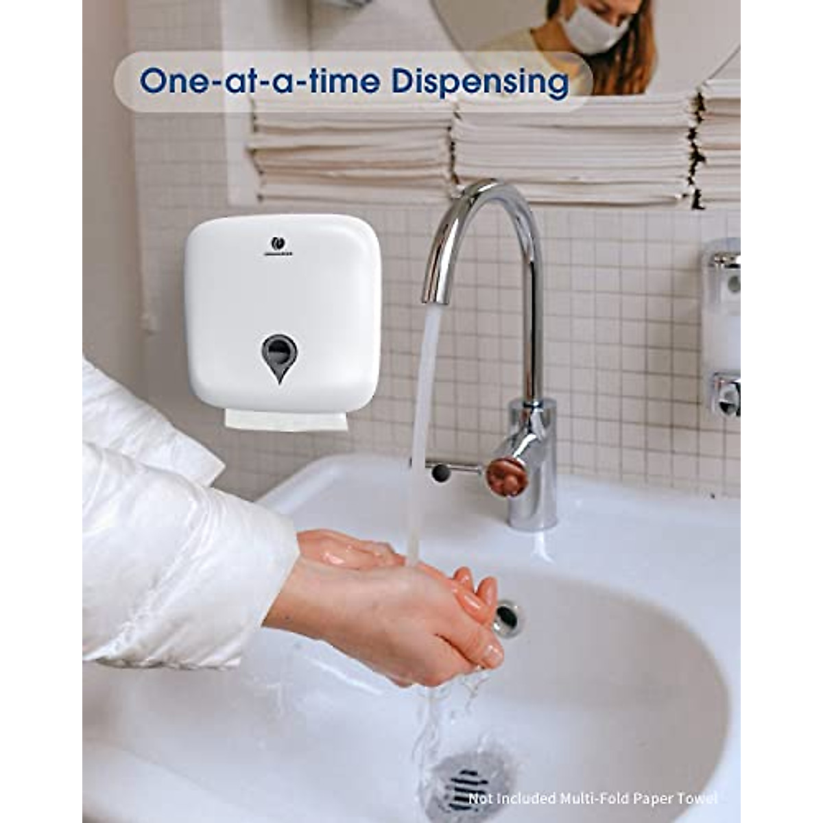 Paper Towel Dispenser, C-Fold and Multifold Tissue Towel Dispenser for Bathrooms, Kitchens and High-Traffic Washrooms, CHUANGDIAN, White