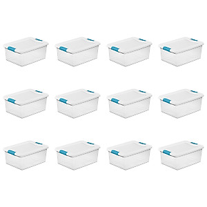 Sterilite Clear Storage Boxes with Latches Bundle (12-Pack)