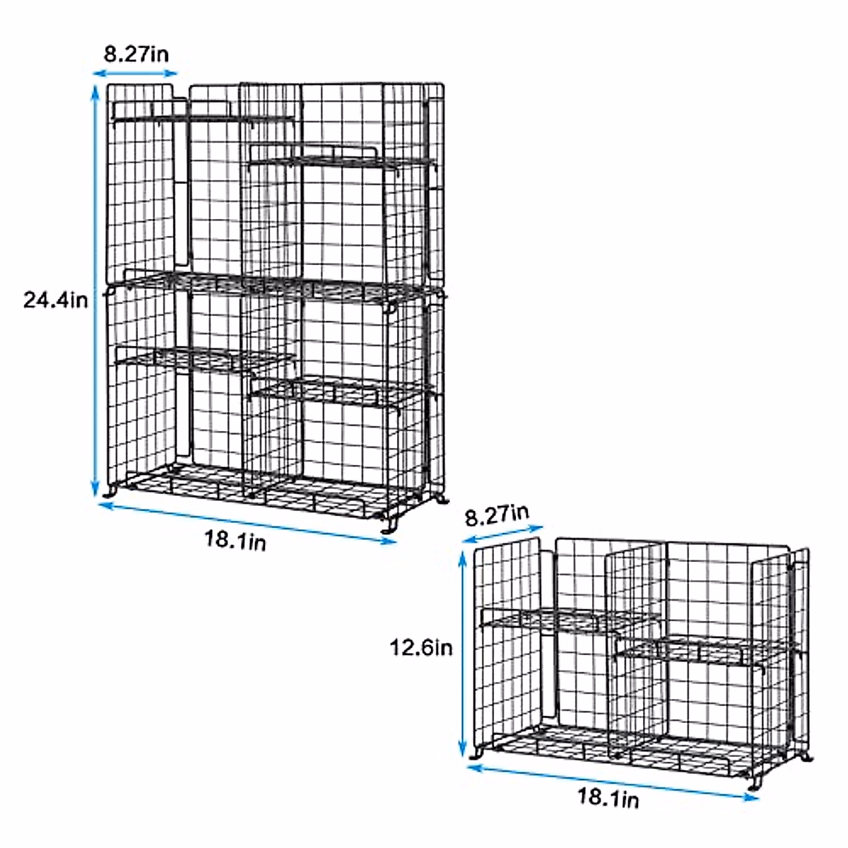 Stackable Wire Basket for Kitchen & Pantry, 4 Tier Countertop & Cabinet Spice Rack with Adjustable Dividers, Metal Spice Organizer Storage Basket for Spice Canned Snack Black