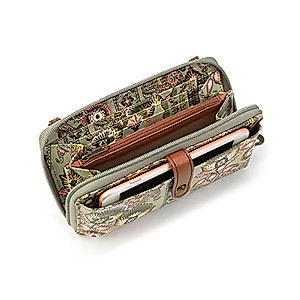 Sakroots womens Canvas, Large Smartphone Crossbody Bag in Coated Canvas Convertible Purse with Detachable Wristlet Strap I, Olive Tapestry World, One Size US