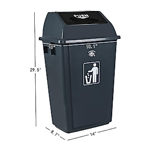 Pekky 18 Gallon Large Garbage Can Set of 4, Plastic Trash Can with Swing Lid, Grey