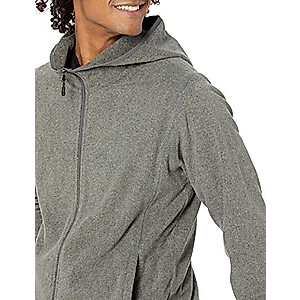 Amazon Essentials Men's Long-Sleeve Hooded Full-Zip Polar Fleece Jacket, Charcoal Heather, Large