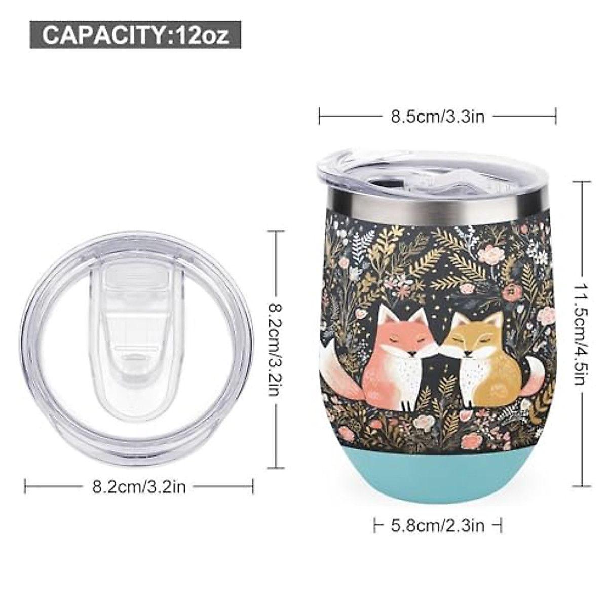 WYUSPGK 304 Stainless Steel Insulated Cup, Love Cartoon Fox Print Smooth Rim, Durable & Reusable - Perfect for Office, Home, And Travel