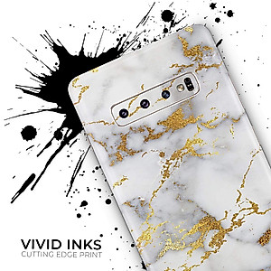 DesignSkinz Marble & Digital Gold Foil V7 Protective Vinyl Decal Wrap Skin Cover Compatible with The Samsung Galaxy S20 (Screen Trim & Back Glass Skin)