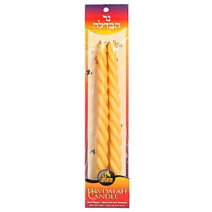 Ner Mitzvah Braided Beeswax Havdalah Candle - 2 Pack - 10" Hand Dipped Bees Wax Braided Candle - Thick Round Twist Braid - Shabbat Judaica Gift