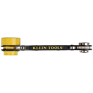Klein Tools KT155T 6-In-1 Lineman's Ratcheting Wrench with Bolt Through Design and Bright Yellow Socket