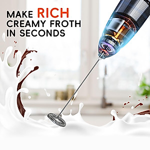 YANDEA Milk Frother Wand, Handheld Drink Mixer, Coffee mixer, Electric Mini Coffee Foam Maker for Lattes, Cappuccino, Matcha, Hot Chocolate&Coffee Creamer, Battery Operated handheld frother whisk