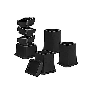 Affogato Bed Risers (Pack of 16) Adjustable Furniture Risers Lift Heights 2, 3, 4 or 5 Inch Heavy Duty Lifts Up to 5,000 lbs Bed Lifts Risers for Bed Frame Sofa Couch Desk and Table, Black