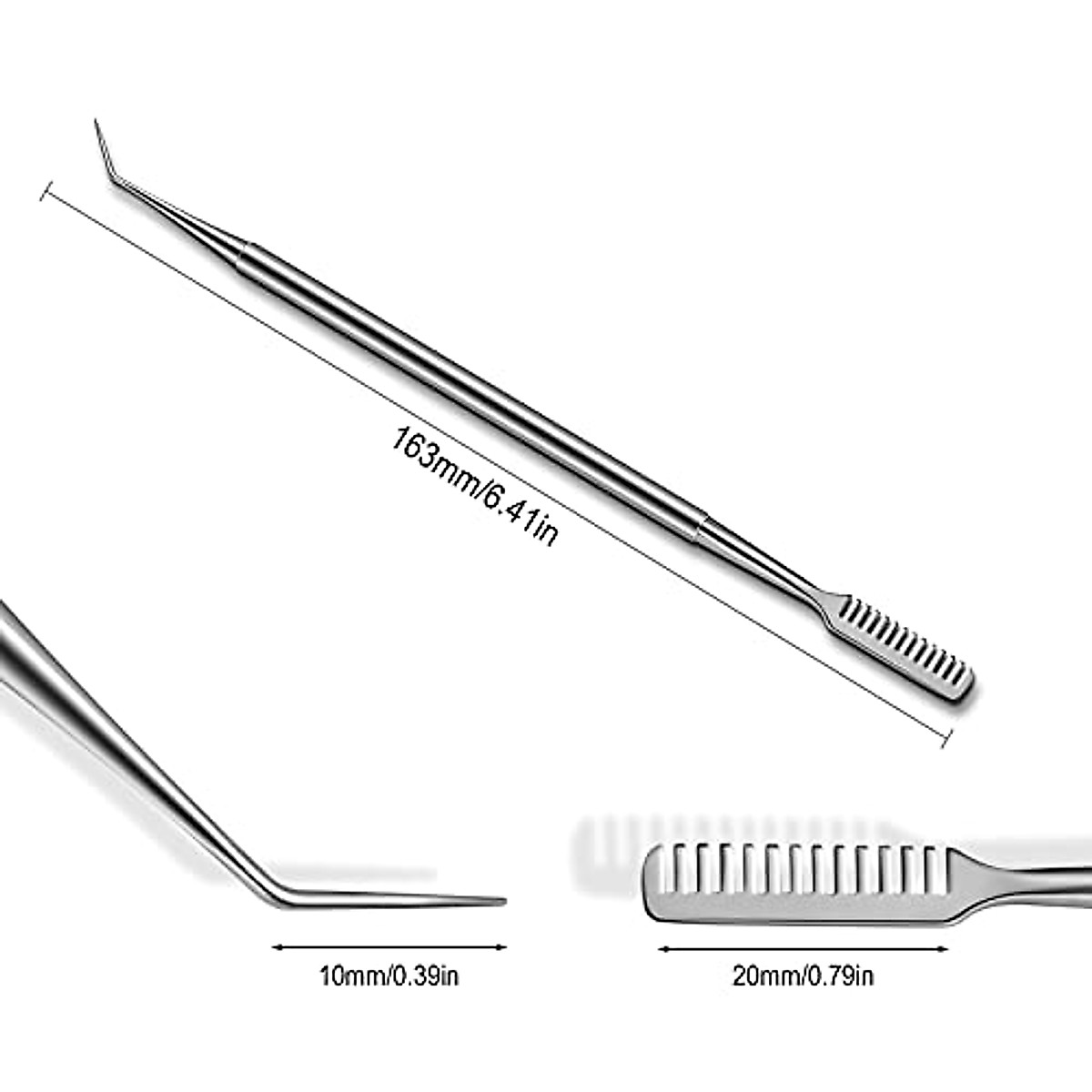 FVION 2 in 1 Eye Lash Lift Tool – Stainless Steel Eyelash Separator Tool for Eyelash Eyebrow Perming Tinting, Metal Lash Lift Rods Tools for Curling Extensions, Precision Lash Comb - Silver