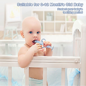 Silicone Baby Teether and Toothbrush - Set of 3 - Silicone Infant Training Finger Toothbrushes with Storage Case