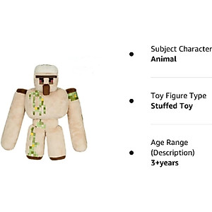 Jefuzh Cube Chicken and Cat Animal Plush Toys,7-14 inch Bee Plush, Plush Cuddle Pillow Buddy Gift for Game Fans (Iron Golem)