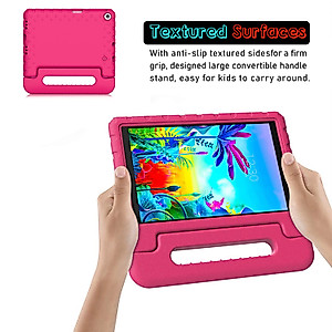CCambro Kids Case for LG G Pad 5 10.1 FHD 2019 (Model: LMT600), Light-Weight EVA Soft Foam Durable Rugged Shockproof Kidsproof Child Cover Foldable Handle to Kickstand, Rosered