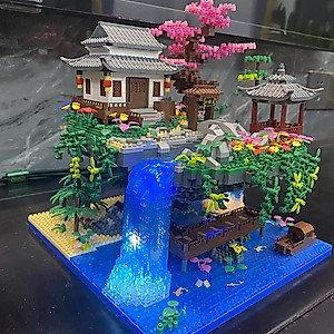 TzFioy Peach Blossom Spring Utopia Building Blocks Set (3661Pcs) Famous Chinese Fable Architecture with 2 Figures & String Lights Educational Toys Micro Bricks for Kids Adults
