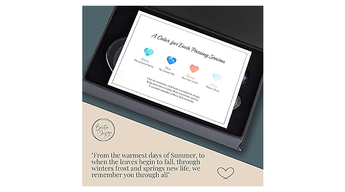 Memorial Gifts - Hand-Carved Seasonal Stones & Glass Heart | BECTA DESIGN