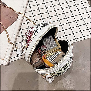 Women's Graffiti Letter Basketball Shaped Purse Girls Mini Round Handbag Fashion Cute Handle Bag Shoulder Cross Body PU Leather Messenger Bags Removable Shoulder Strap (Black)