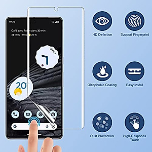 LK 2 Pack for Google Pixel 7 Pro Screen Protector 6.7-inch + 2 Pack Lens Protector with Positioning Tool, Self-Healing TPU Film, Touch Sensitive, HD Ultra-Thin