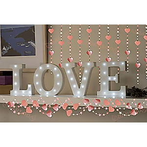Rose Gold Party Decorations Backdrop Garland I Twinkle Star and Heart Hanging Banner for Bridal Shower Bachelorette Party Wedding Prom Favors
