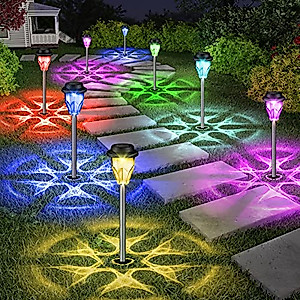 ELECLINK Solar Outdoor Lights 2 Pack, Color Changing & Warm White LED Solar Outdoor Decorative Lights for Christmas, Waterproof Solar Powered Garden Lights for Yard Pathway Holiday Festival Decor
