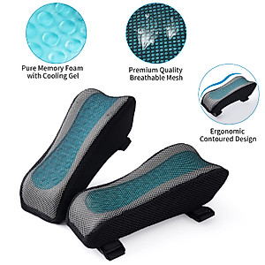 Fuloon Ergonomic Office Chair Armrest Cushion, Elbow Pillow with Cooling Gel for Elbow and Forearm Pressure Relief for Computer Chairs, Gaming Chairs, Office Chairs and Wheelchairs
